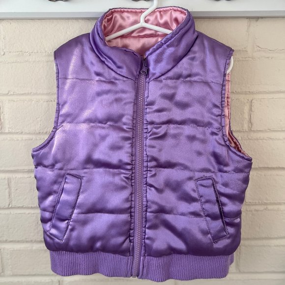 Jackets & Coats | Reversible Shiny Purple And Pink Puffer Vest | Poshmark